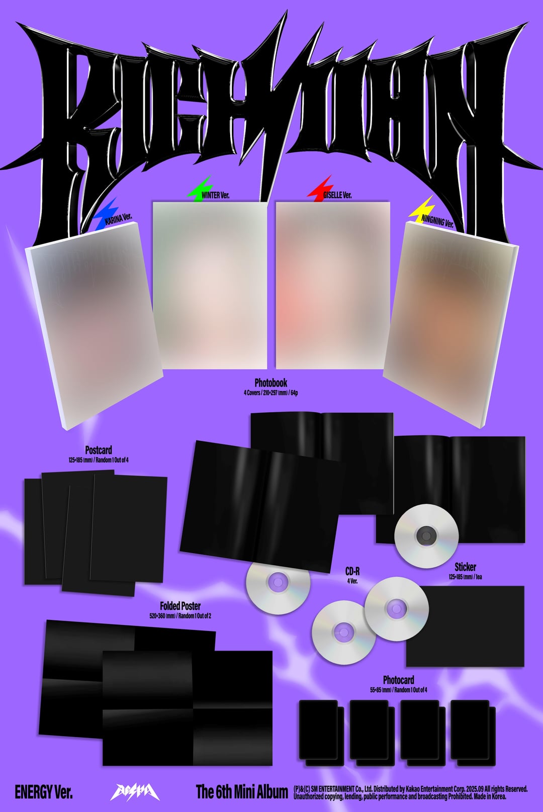 250804 aespa - The 6th Mini Album: Rich Man (Energy, Burst, Rich Man Bag Ver. Album Details ...